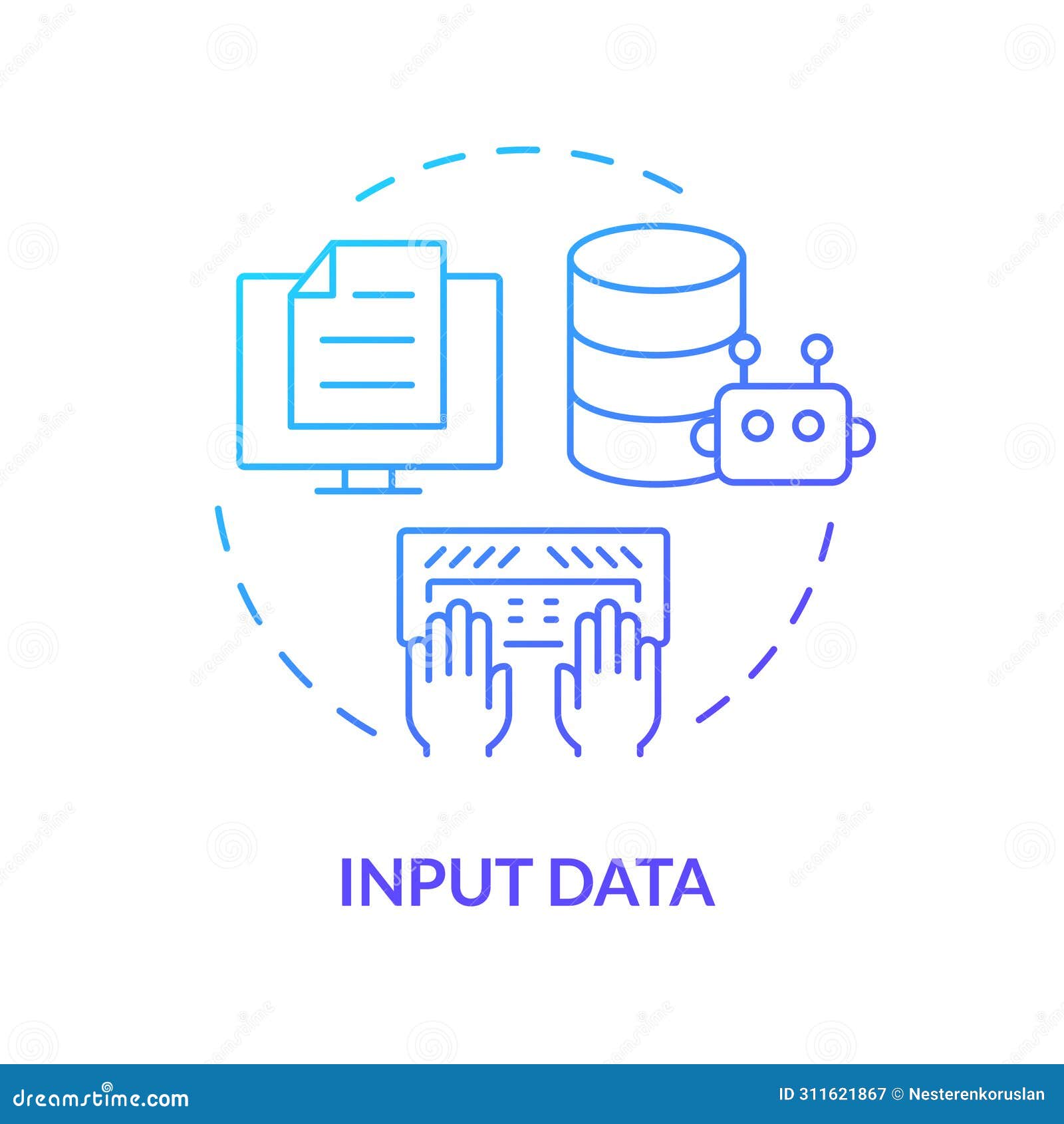 Input Data Blue Gradient Concept Icon Stock Vector - Illustration of ...