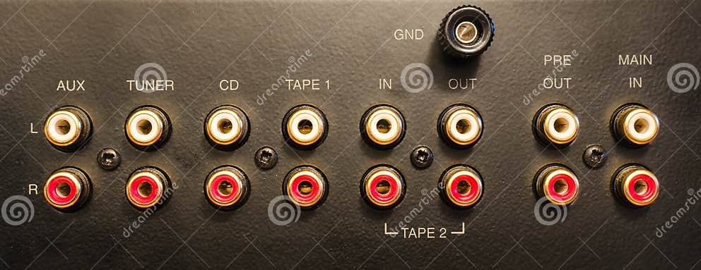 Input-Output Audio Connectors Stock Image - Image of rock, volume: 38109419