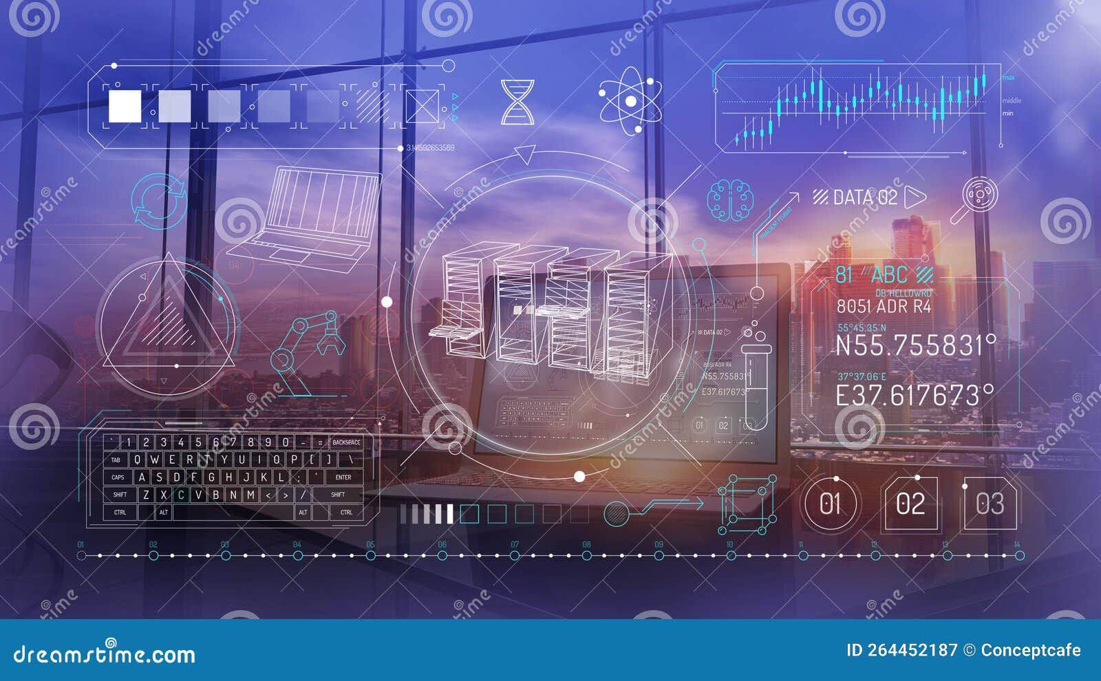 Input of Scientific Research Data and Storage on the Server. Stock ...