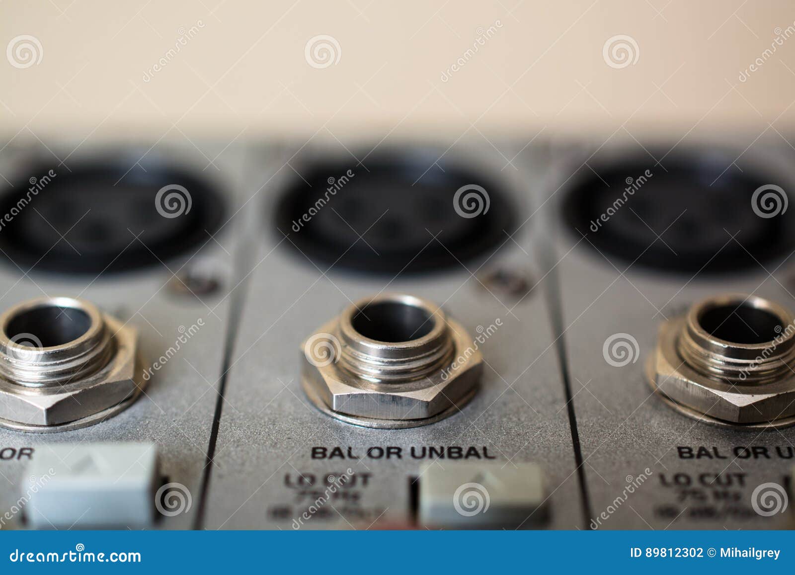 Input Sockets of the Audio Mixer. Stock Photo - Image of metal, detail ...