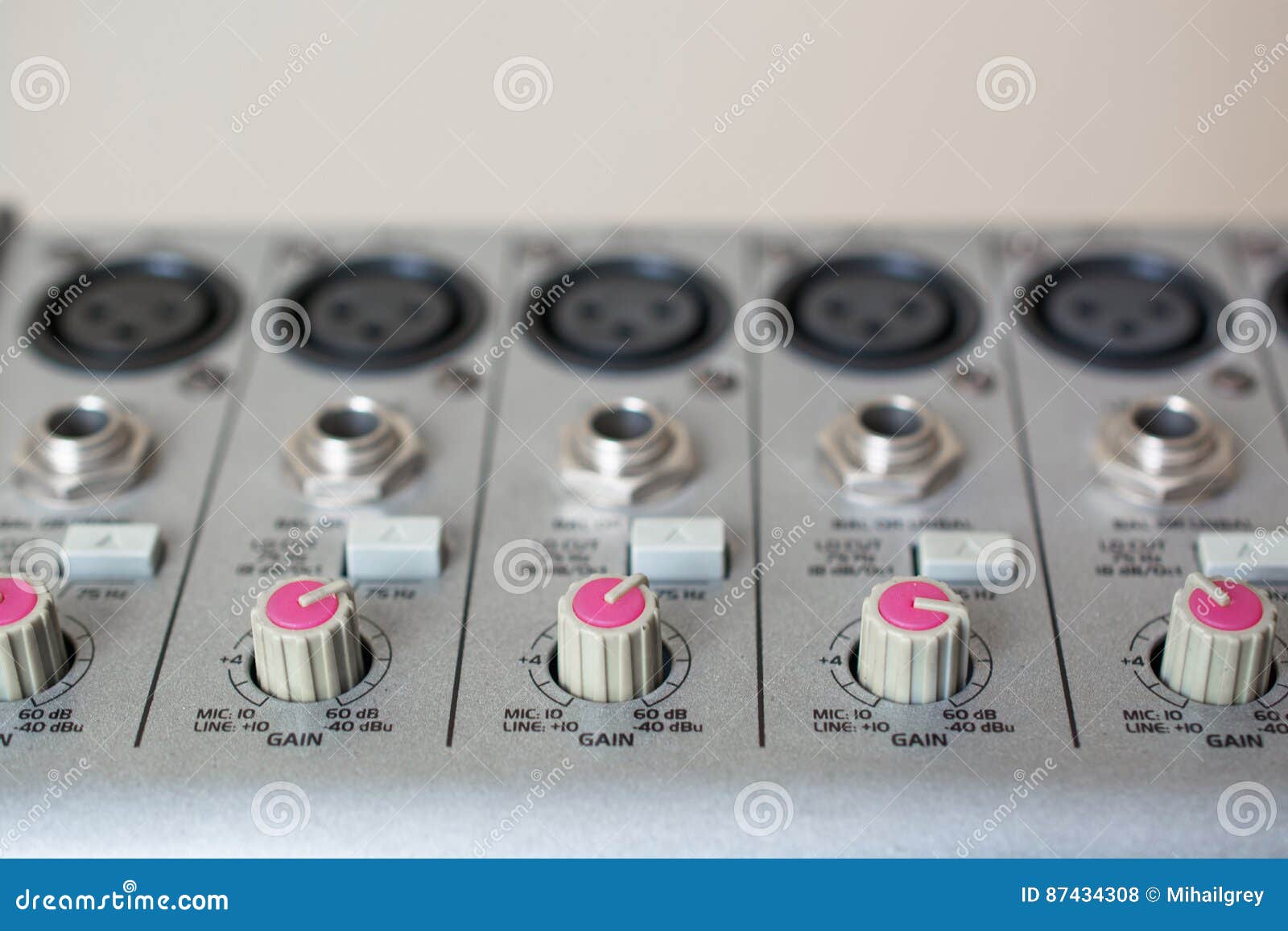 Input Sockets and Operating of the Audio Mixer. Stock Photo - Image of ...