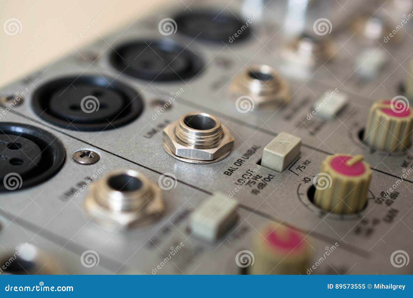 Input Sockets and Operating of the Audio Mixer. Stock Image - Image of ...