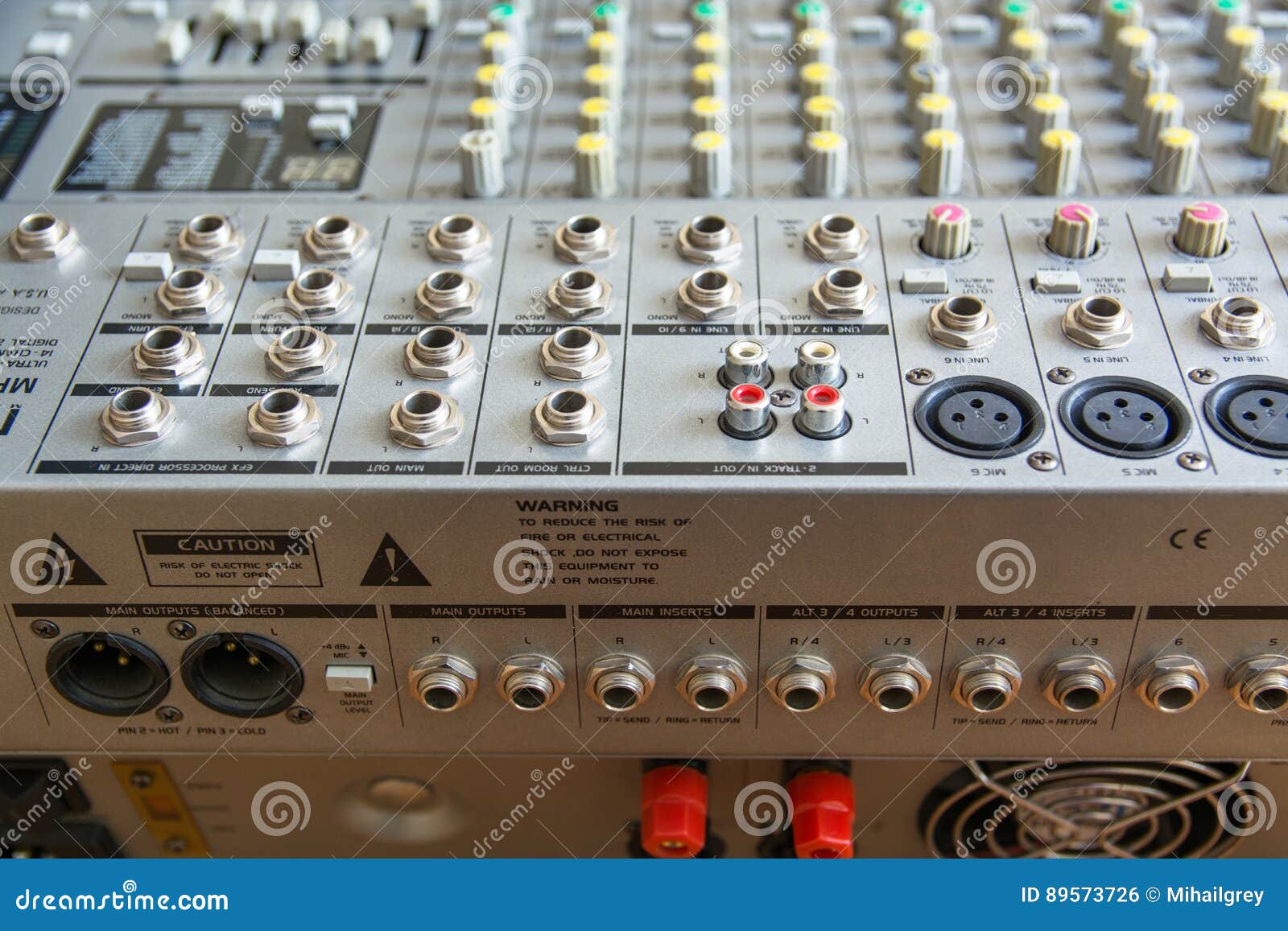 Input Sockets and Operating of the Audio Mixer. Stock Photo - Image of ...