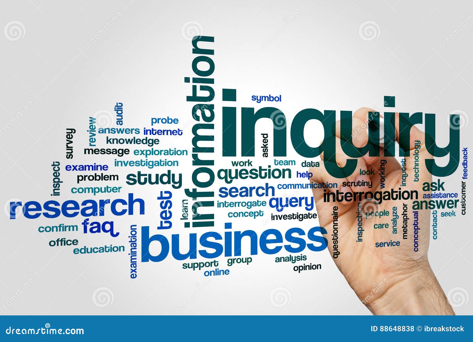 Inquiry word cloud stock illustration. Illustration of research - 88648838