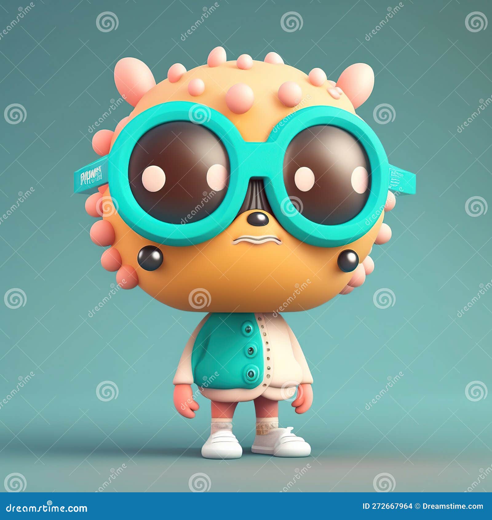 Inquisitive And Cute The 3d Creation With Big Eyes Small Nose And Pastel Colored Glasses