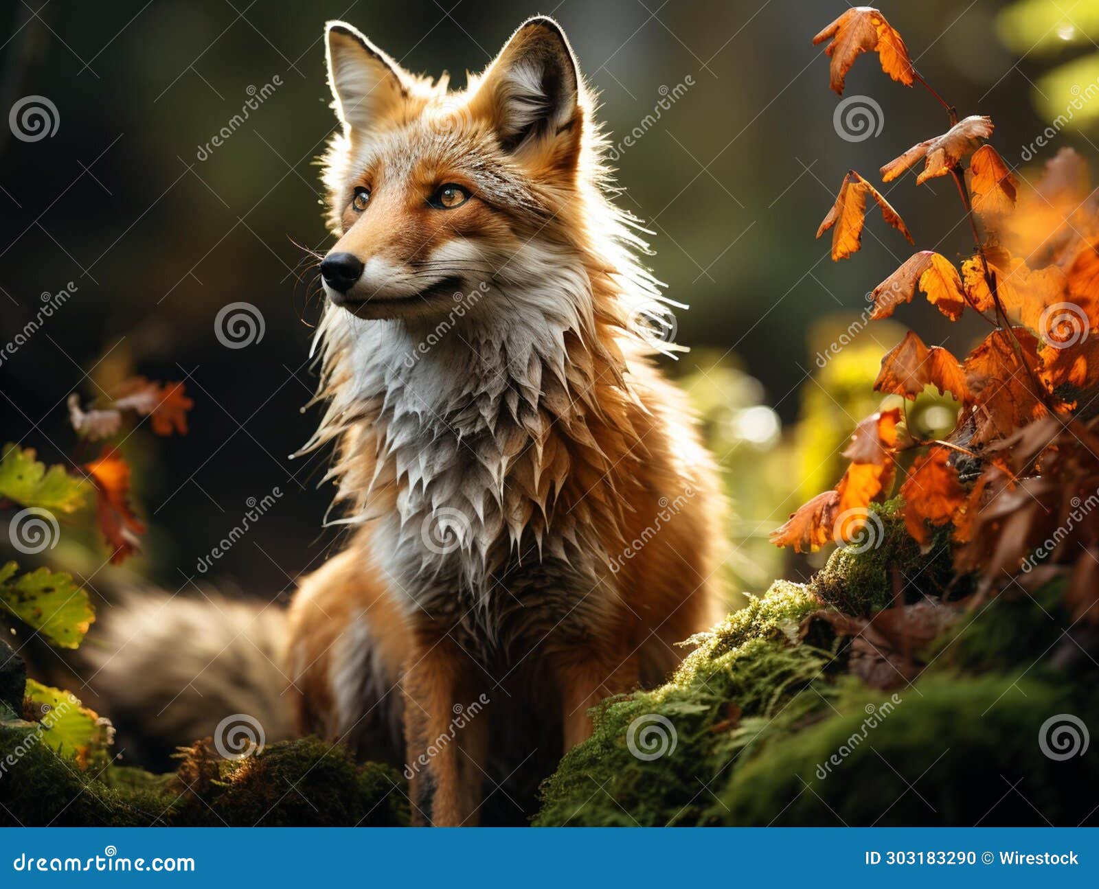 Inquisitive Fox Perched Atop a Bed of Lush, Green Mossy Terrain, AI ...
