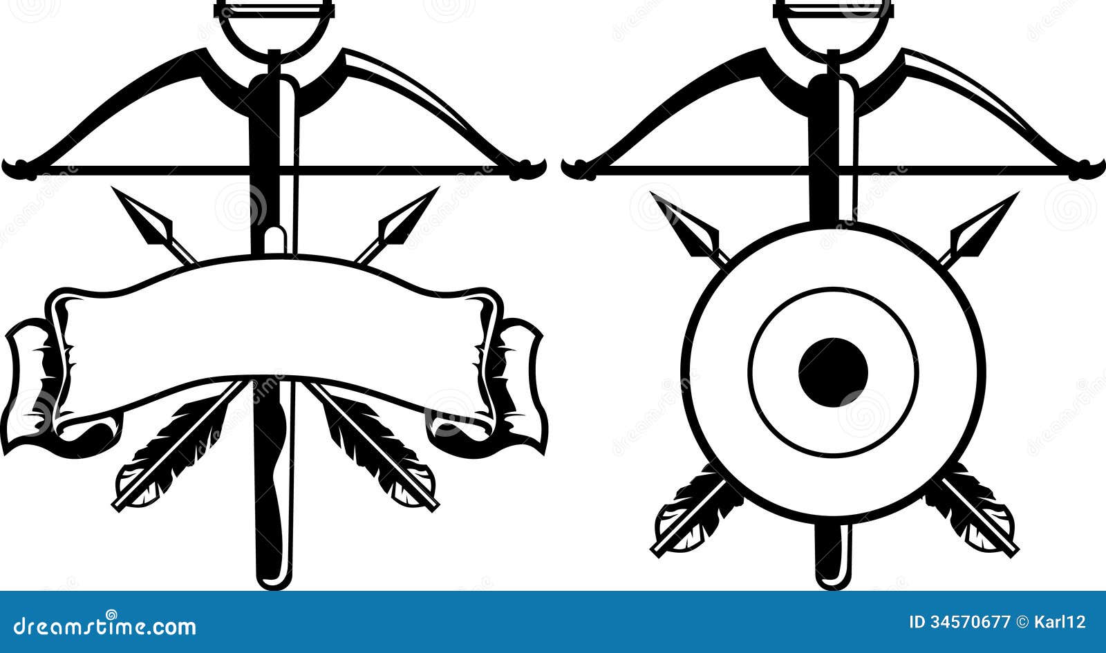 Insígnias com besta ilustração do vetor. Ilustração de corda - 34570677