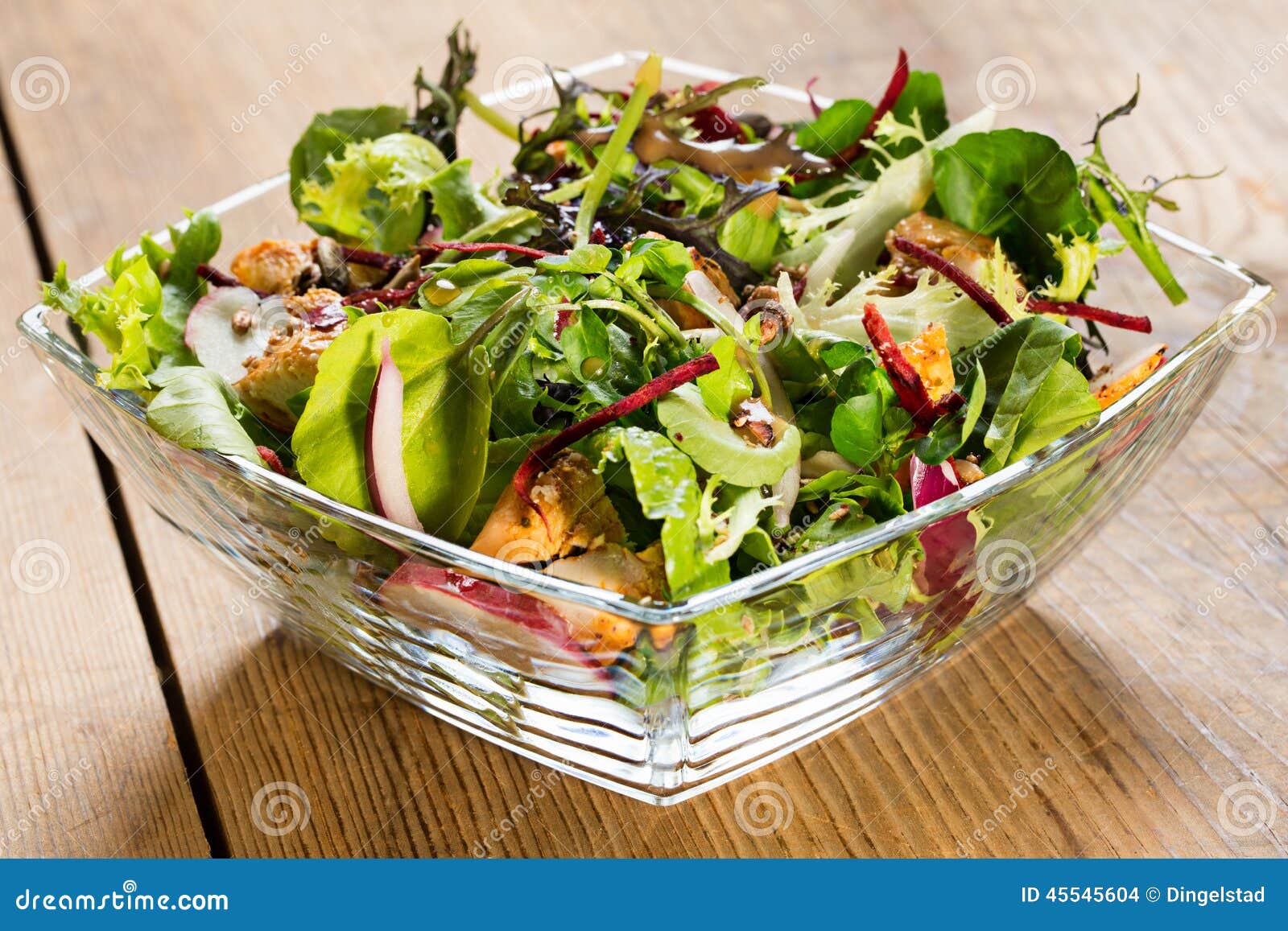 Insalata Verde Con Il Pollo Fotografia Stock - Immagine di piastra ...