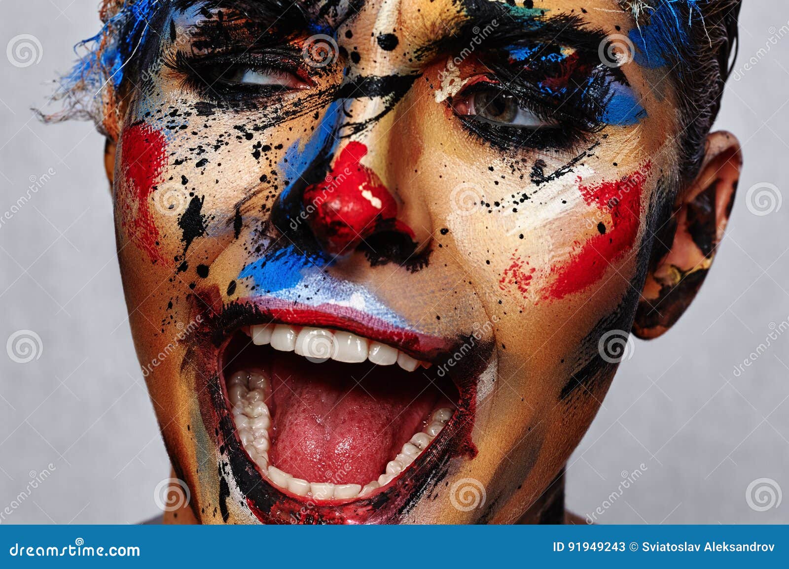 Insane Laughing Evil Clown with Creative Face Art Stock Image - Image ...