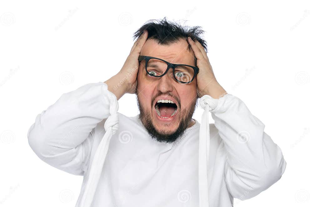 Insane Man in Strait-jacket Isolated on White Stock Image - Image of ...