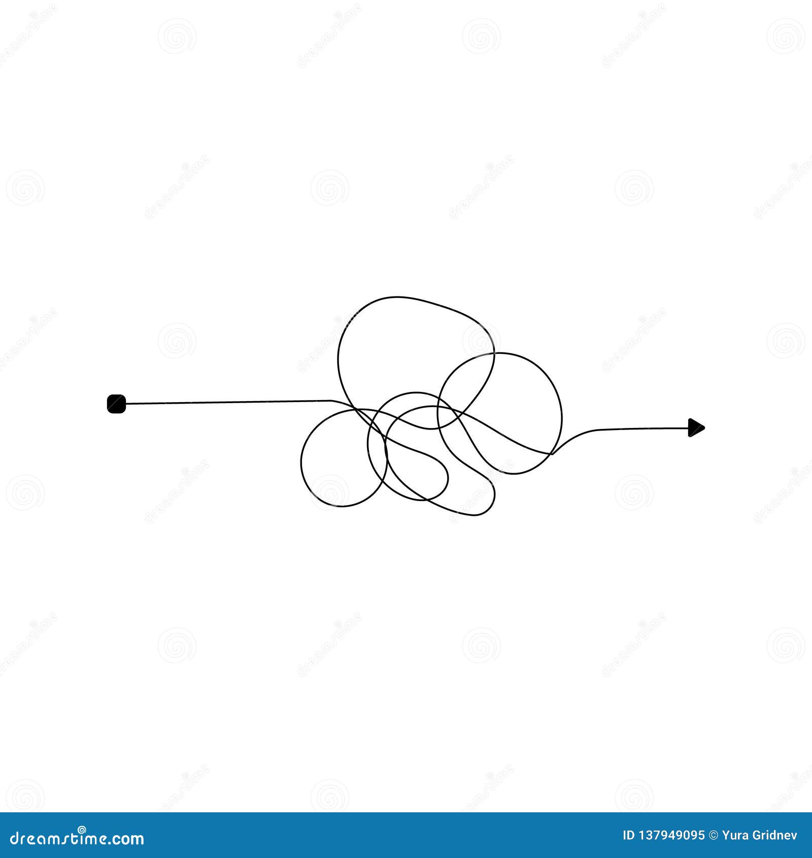 Insane Messy Line. Complicated Clew Way. Tangled Scribble Vector Path ...