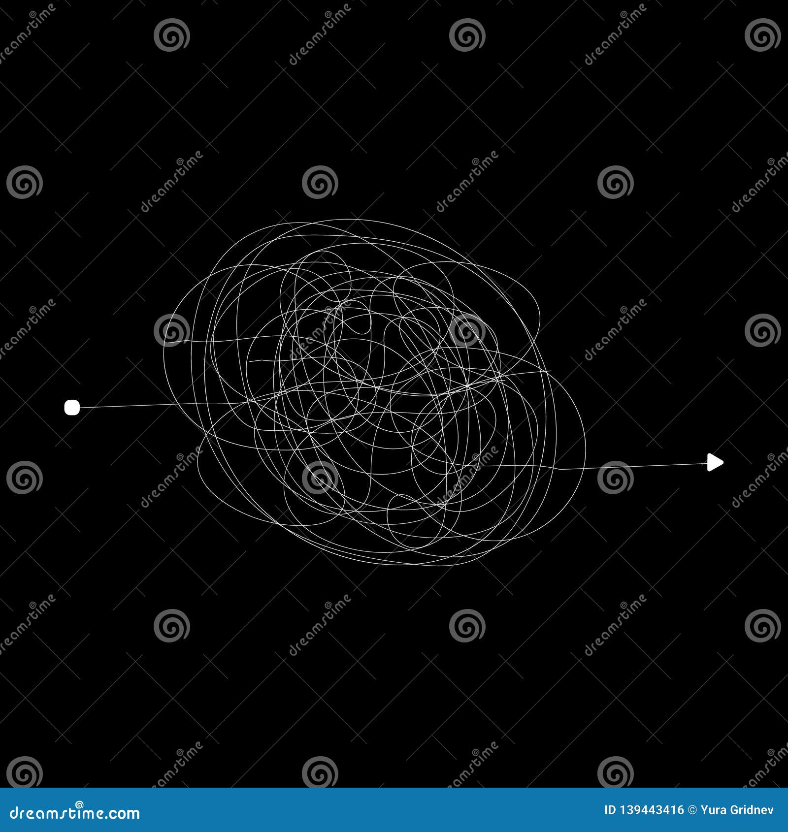 Insane Messy Line. Complicated Clew Way. Tangled Scribble Vector Path ...