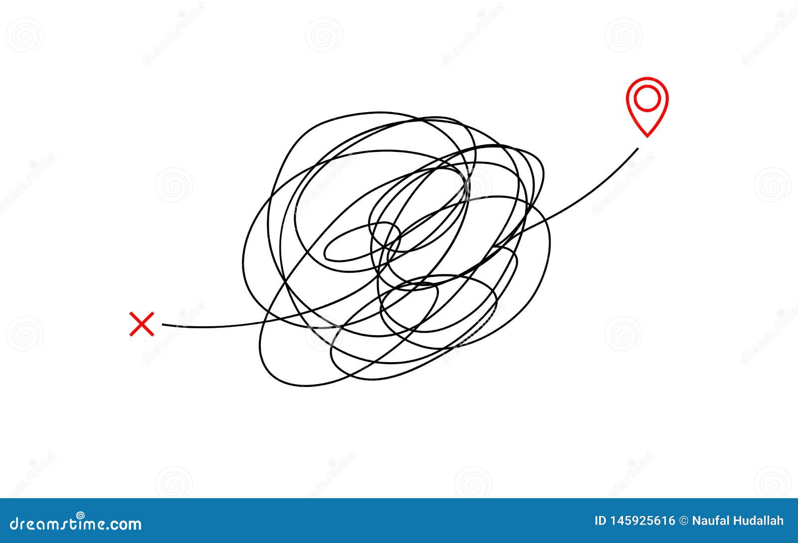 Insane Messy Way Complicated Destination Illustration Concept Graphic ...