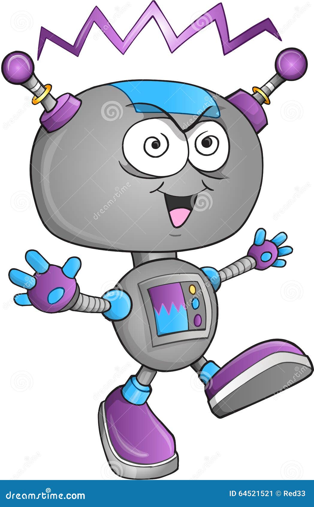 Insane Robot Vector stock vector. Illustration of walking - 64521521