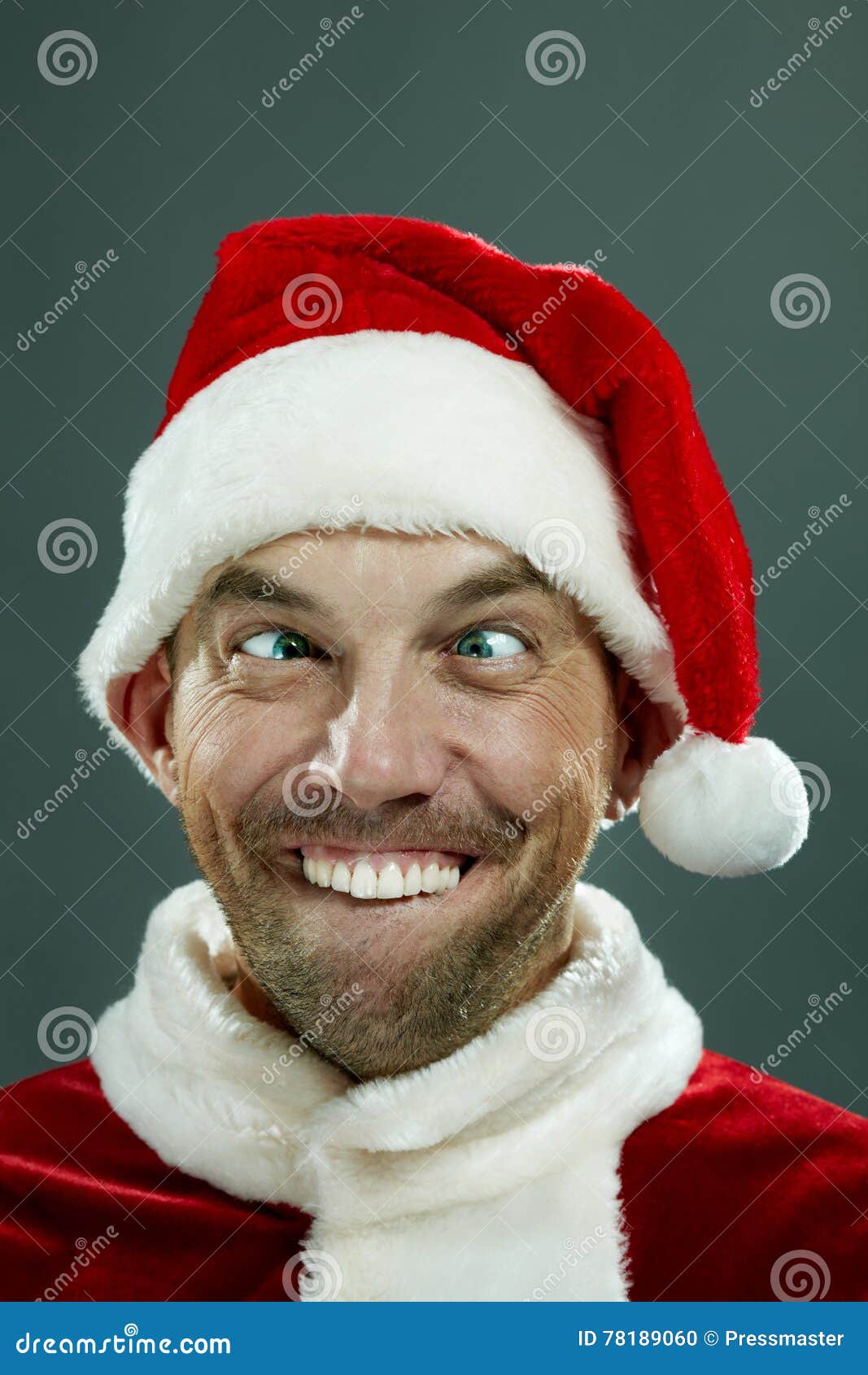 Insane Santa stock photo. Image of stubble, adult, grimacing - 78189060