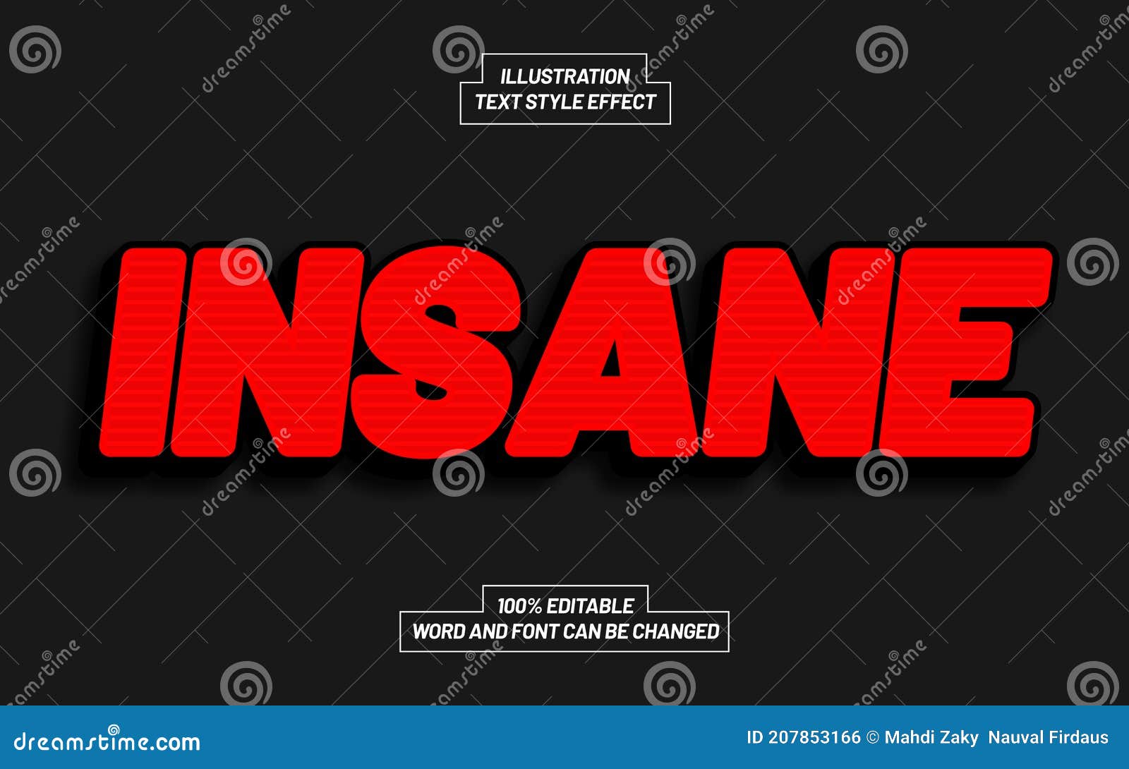Insane Red Text Style Effect Stock Vector - Illustration of illustrator ...
