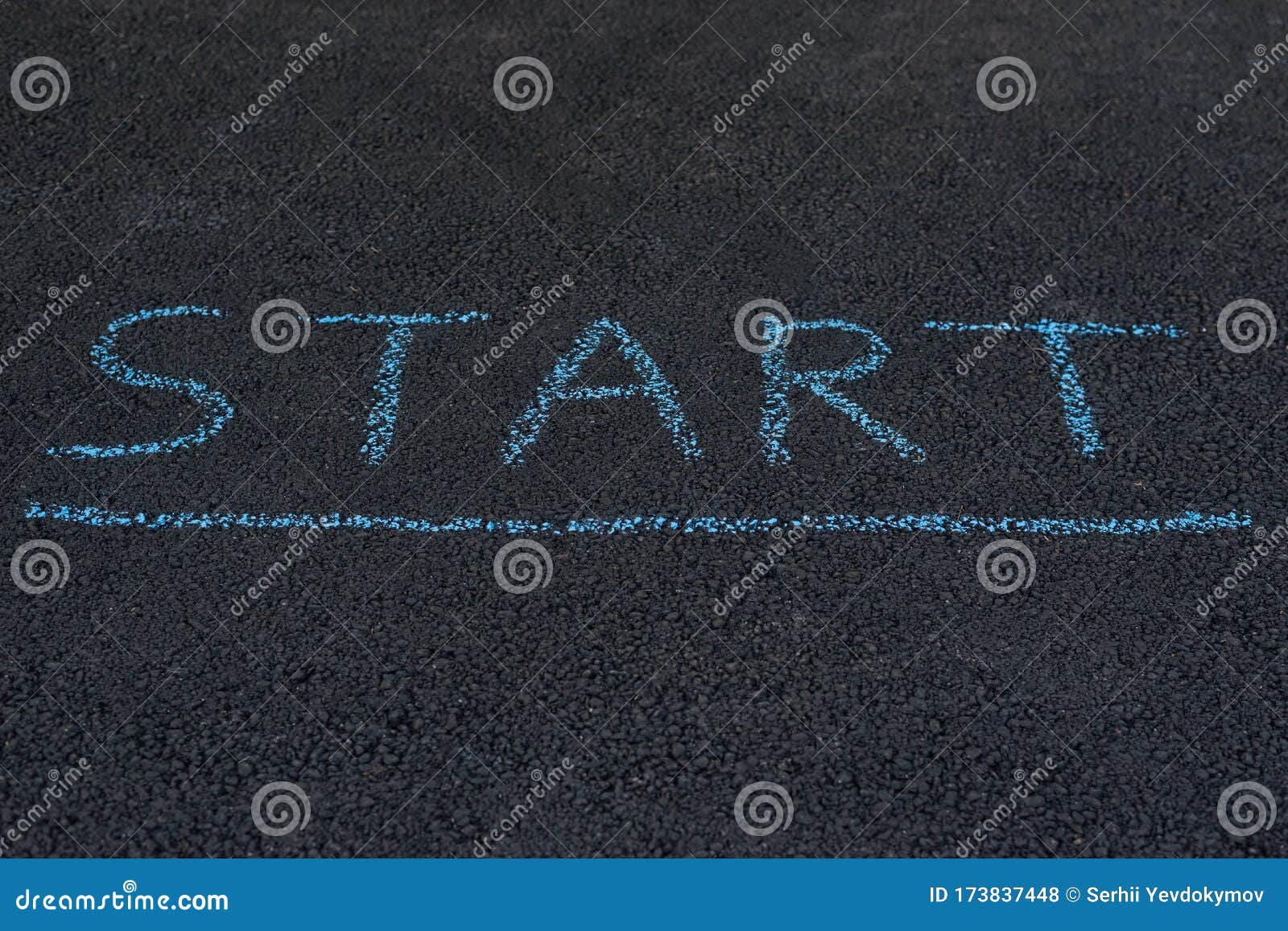 Inscription on the Asphalt START. Notice on Pavement Stock Photo ...