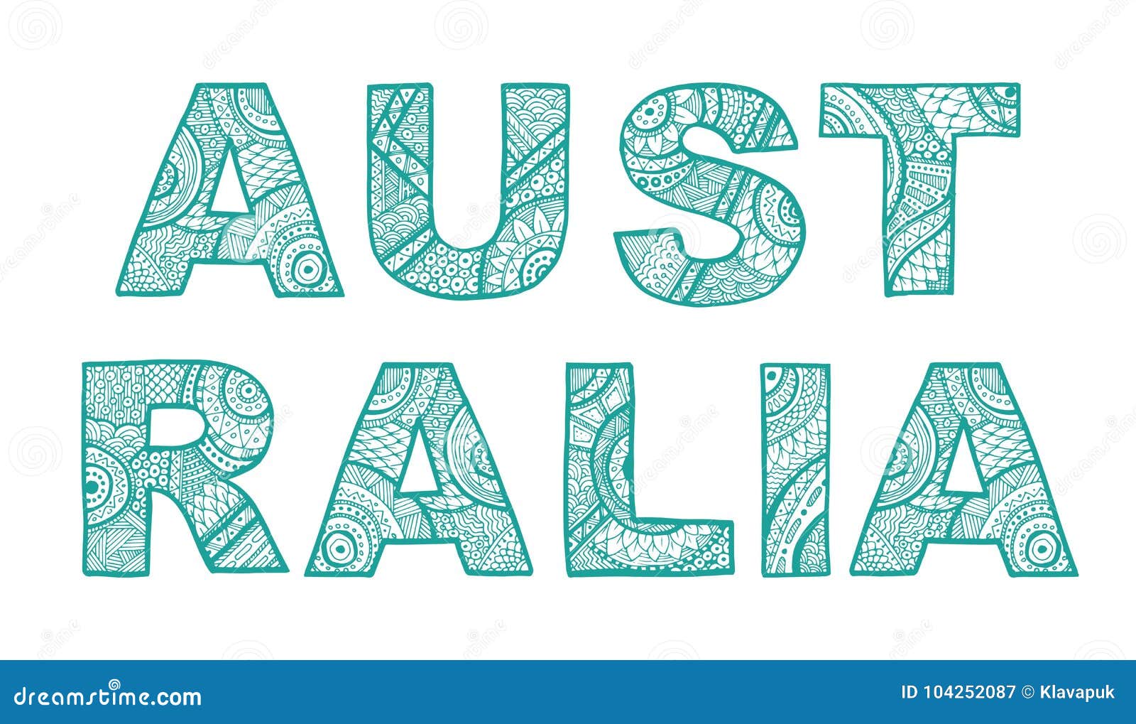 The Inscription AUSTRALIA. the Font in Ethnic Style Stock Vector ...