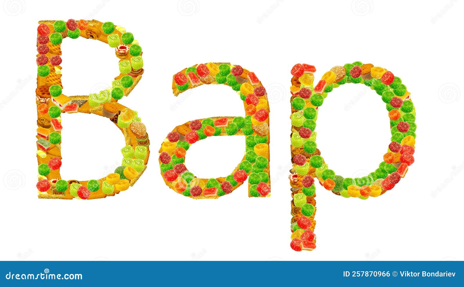 Inscription Bap, the Letters of Which Consist of Various Confectionery ...