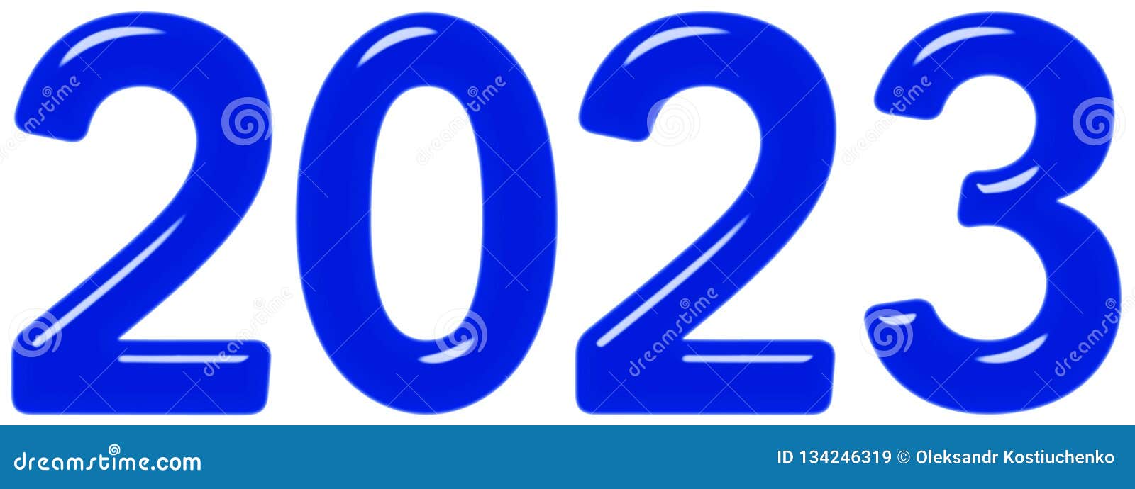 Inscription 2023 from Blue Glass or Plastic, Isolated on White ...