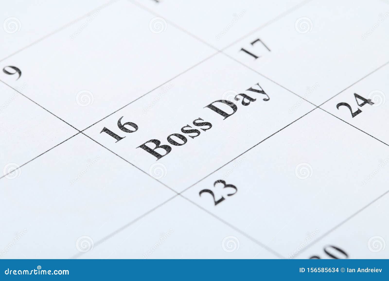 Inscription Boss Day stock photo. Image of month, inscription - 156585634