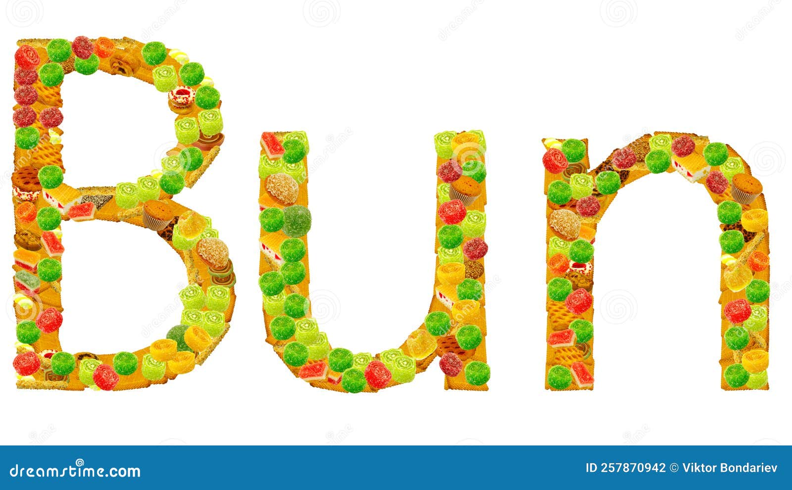 Inscription Bun, the Letters of Which Consist of Various Confectionery ...