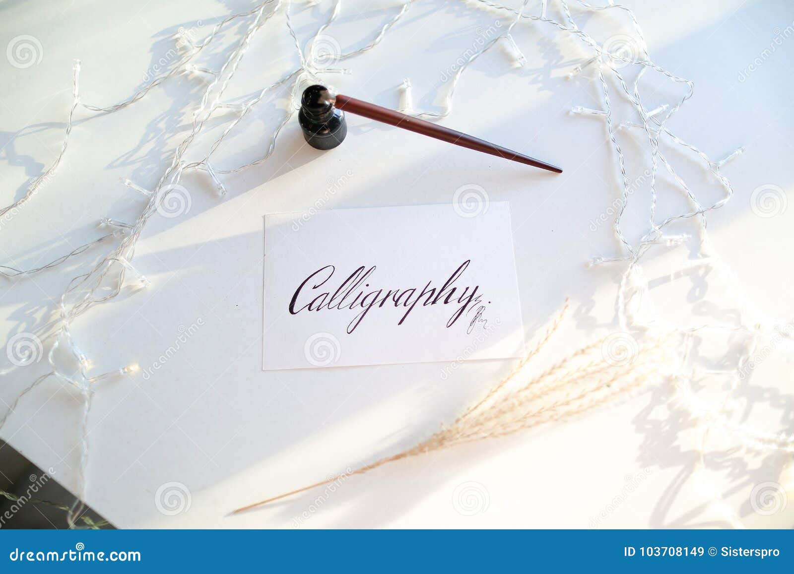 Beautiful Postcard with Calligraphic Inscription of Black Ink on Stock ...