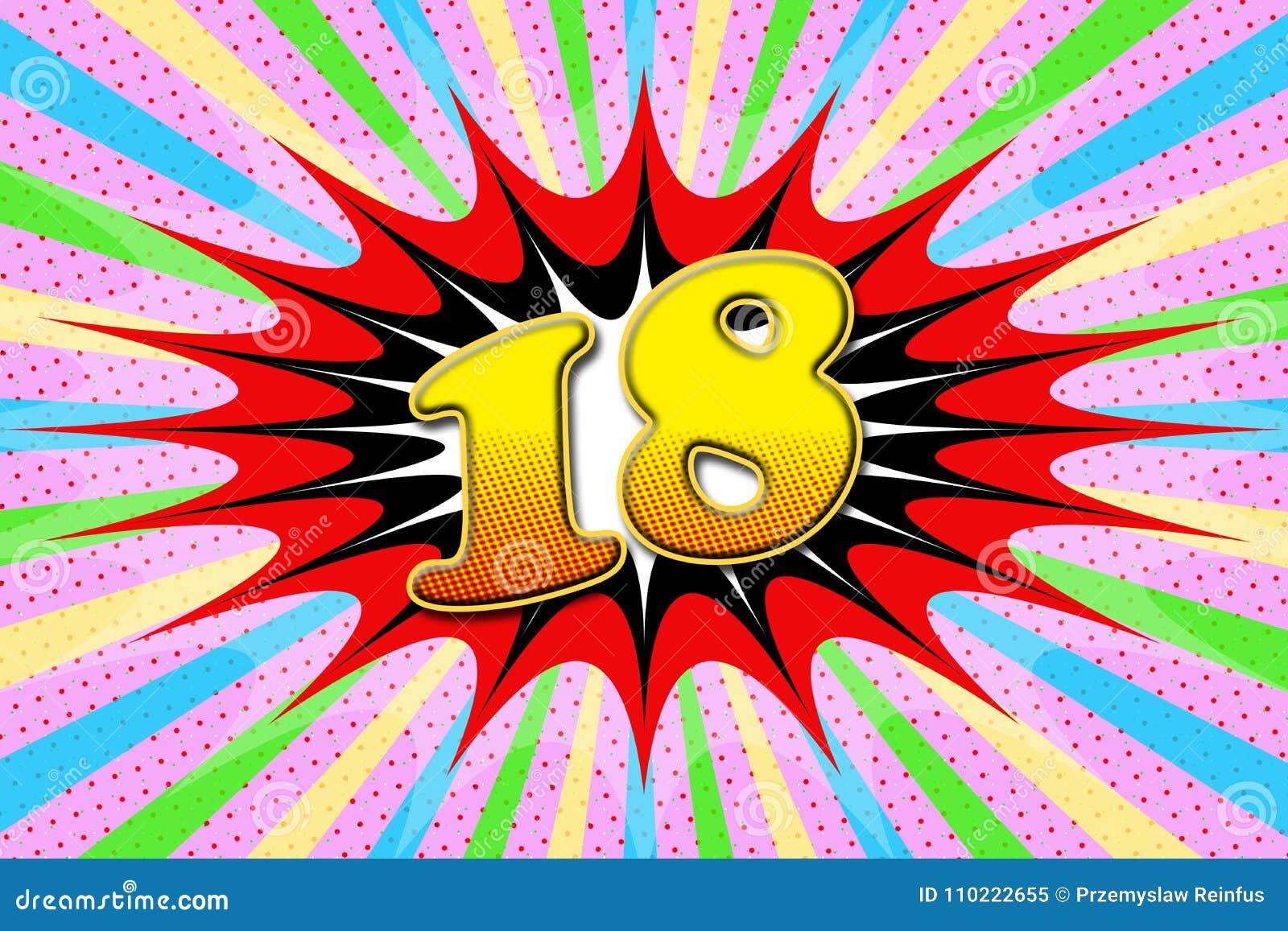 Inscription `18` in Cartoon Style Stock Illustration - Illustration of ...