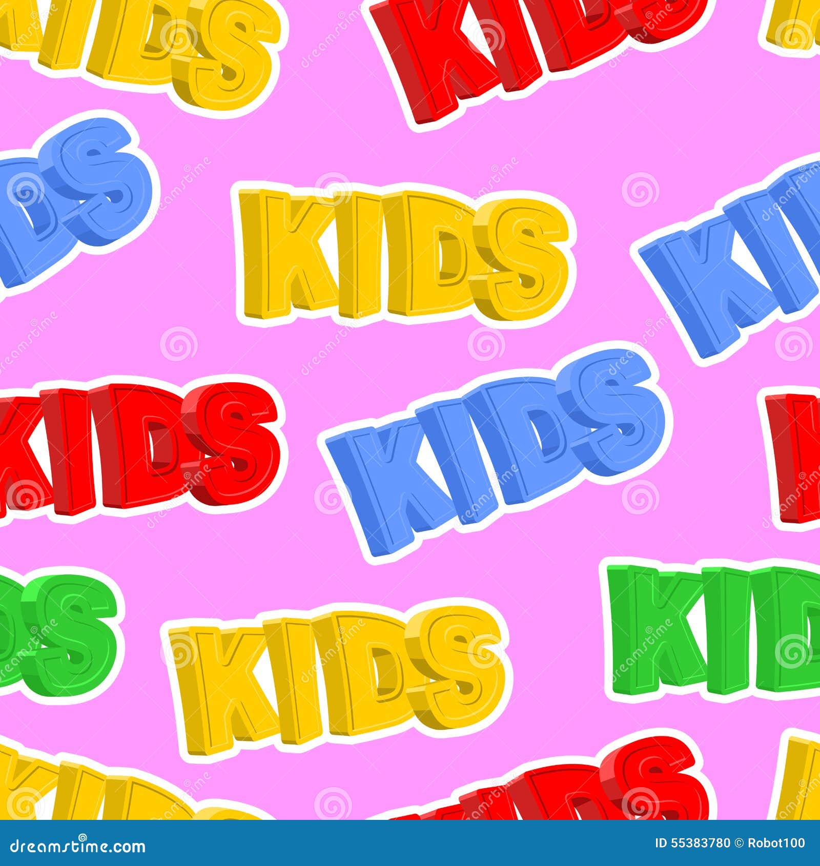 Inscription of Colored Letters KIDS. Vector Kids Seamless Patter Stock ...