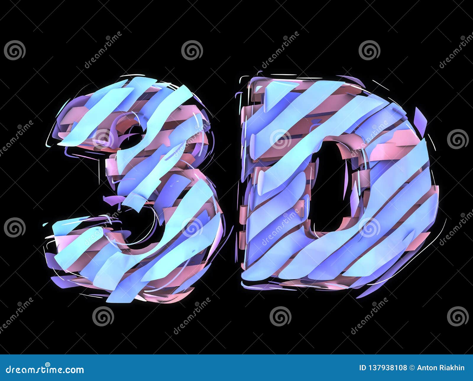 The Inscription 3D of Colored Stripes. 3d Rendering Stock Illustration ...