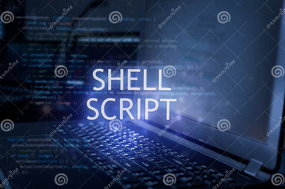 Inscription De Script Shell Sur Ordinateur Portable Et Fond De Code ...