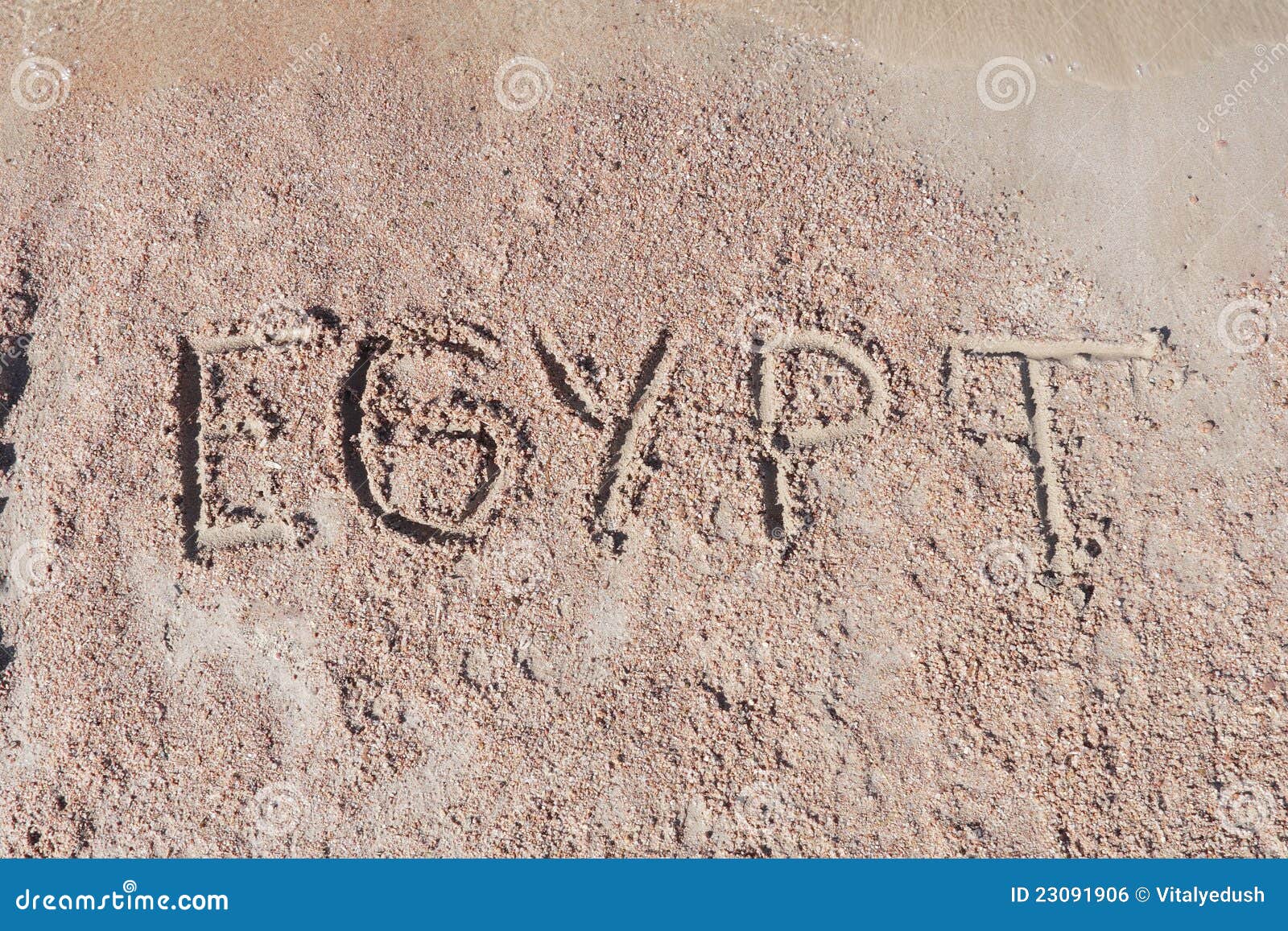 Inscription Egypt on a Sand Stock Photo - Image of recreation, resort ...