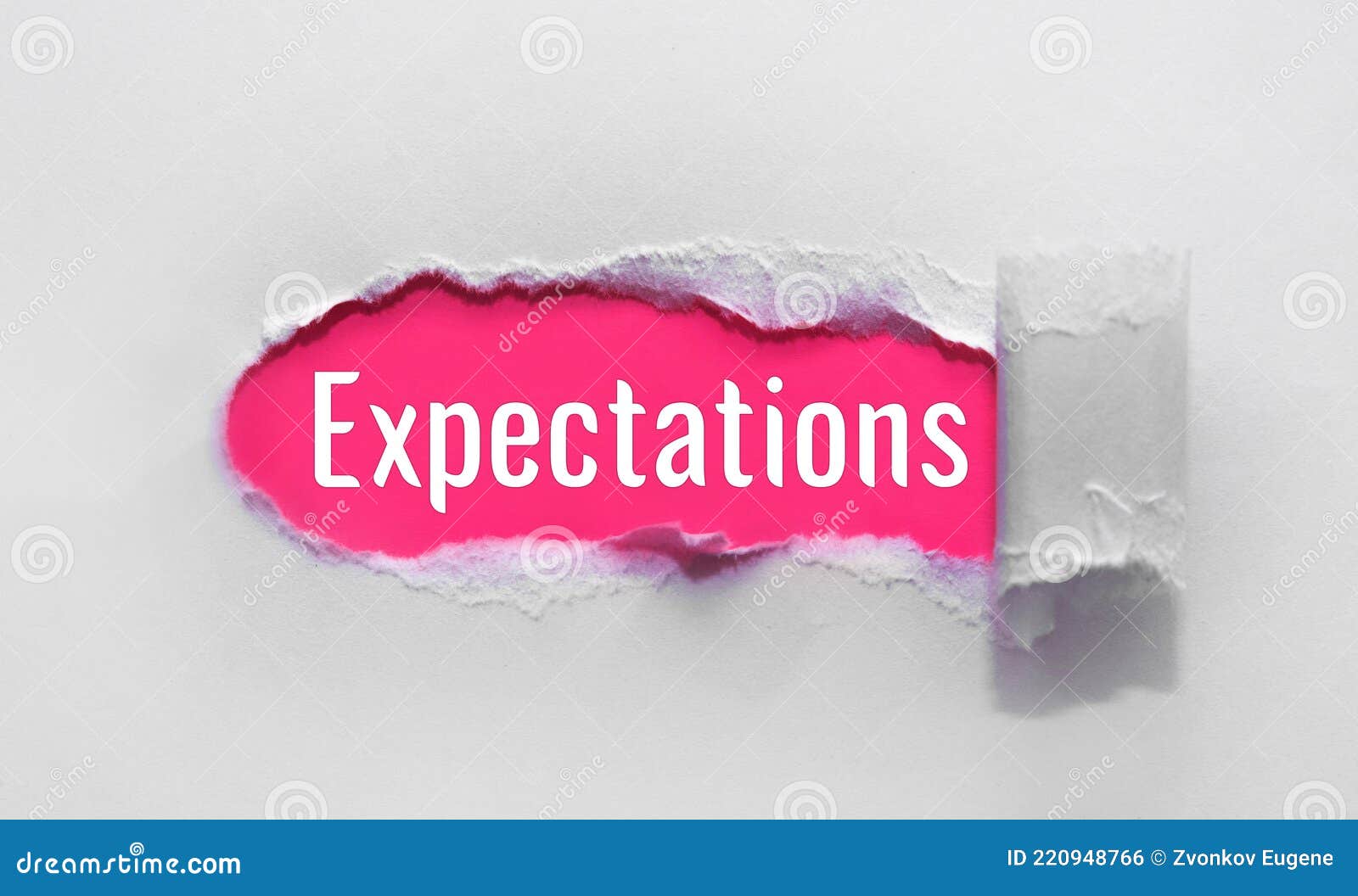 Inscription Expectations Word on Blue Torn Papper Stock Photo - Image ...