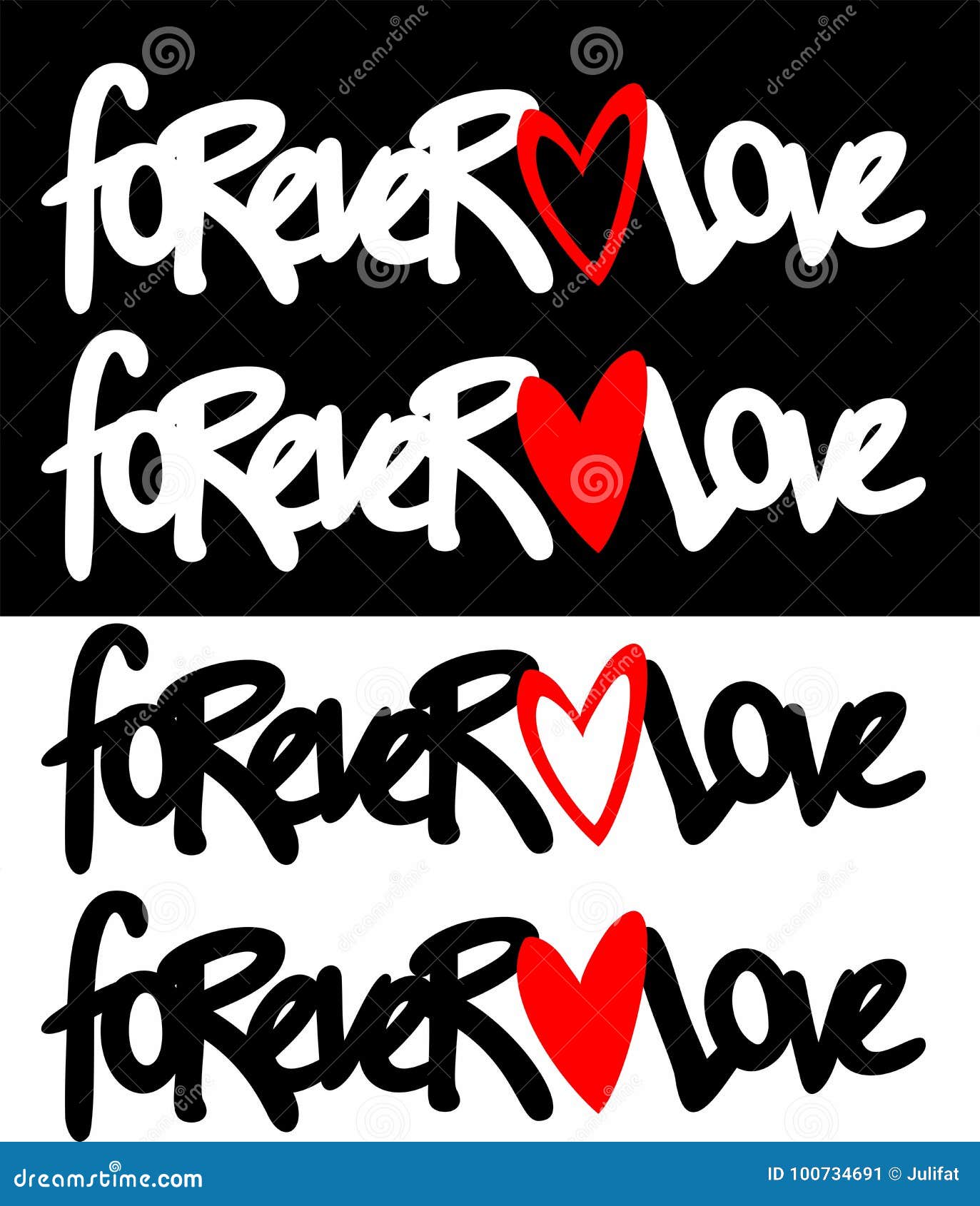 Inscription Forever Love with Heart Stock Vector - Illustration of gift ...