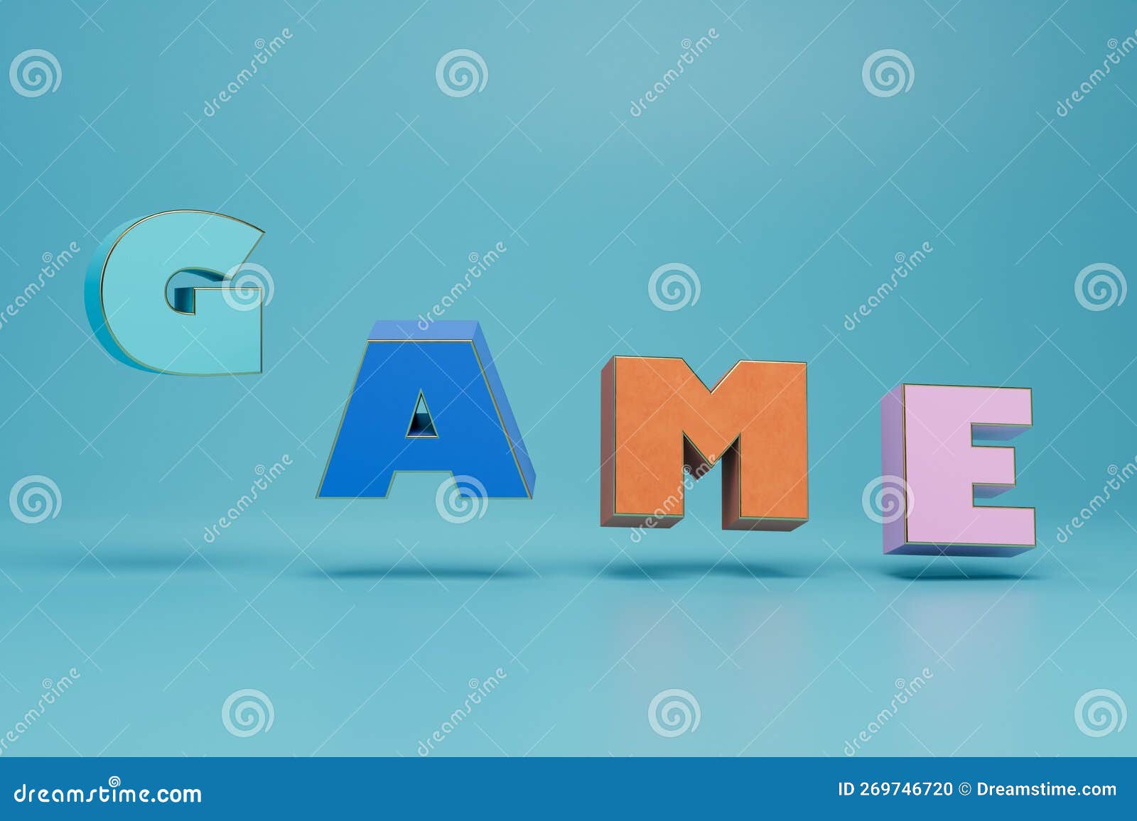 The Inscription Game Consists of Large Multi-colored Letters on a Blue ...