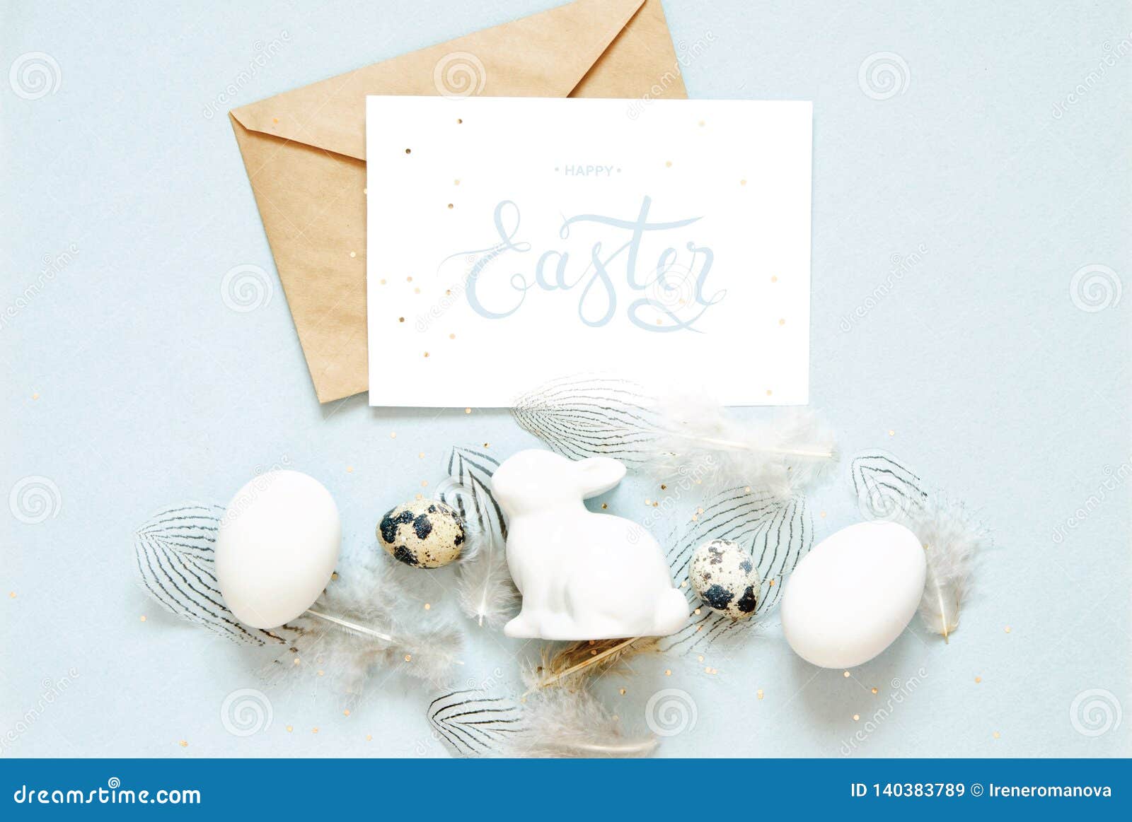 Inscription Happy Easter, Kraft Envelope. Easter Composition with ...