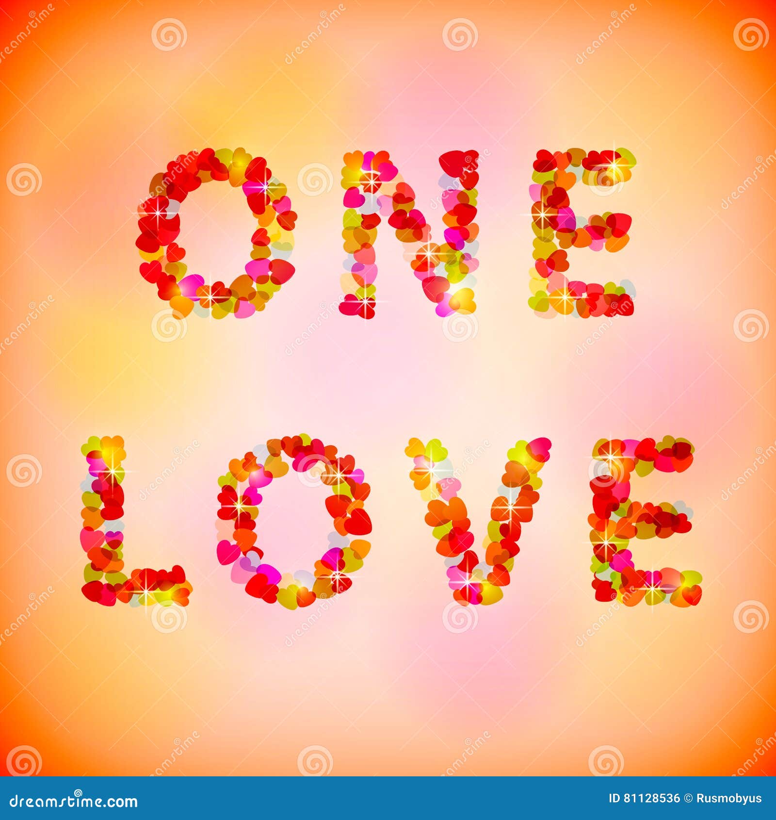 Inscription from Hearts. One Love Stock Vector - Illustration of color ...