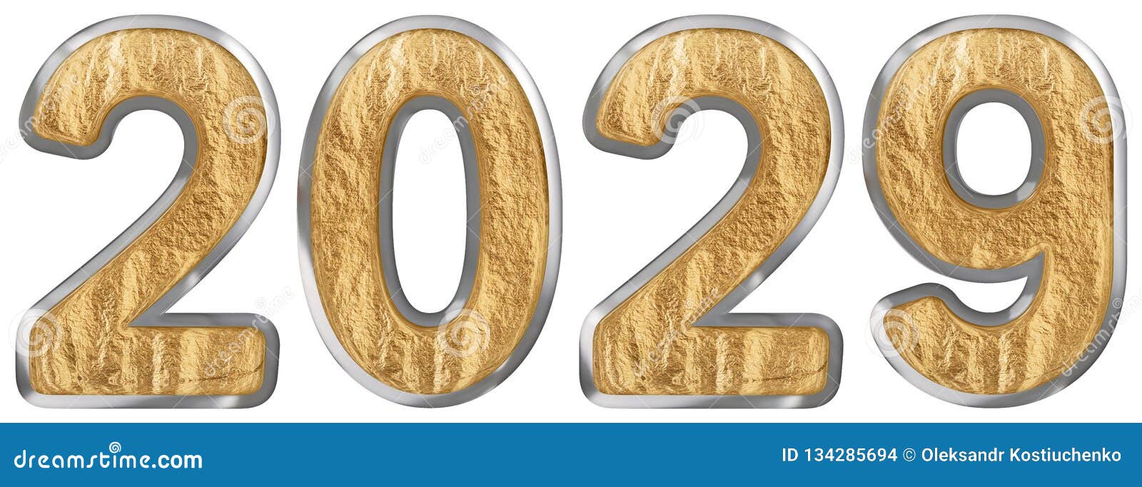 Inscription 2029 Isolated on White Background, 3d Render Stock ...
