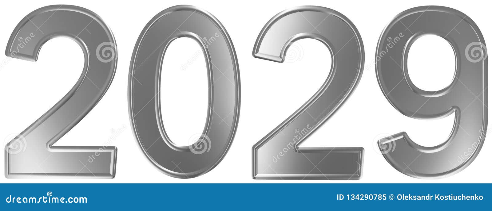 2029 Inscription, Isolated on White Background, 3d Render Stock ...