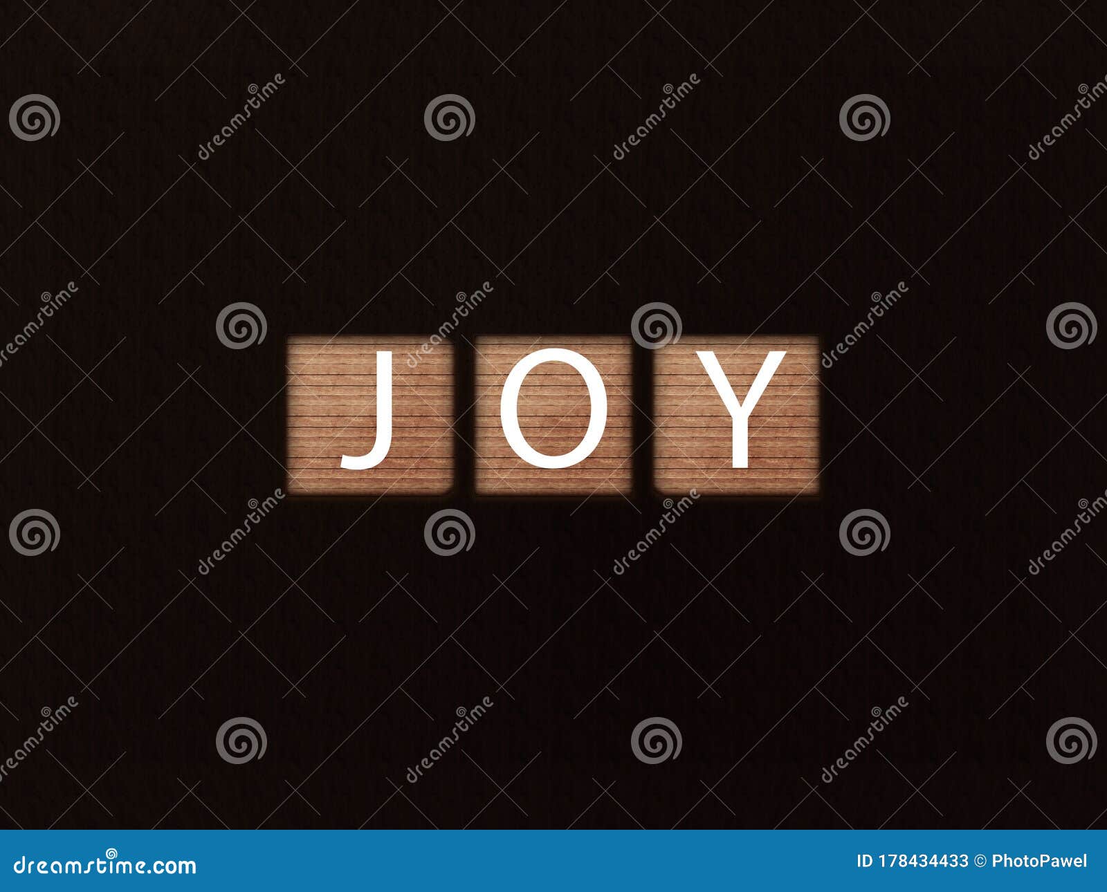 Inscription JOY on Wooden Blocks on Black Background. Letter on Wooden ...