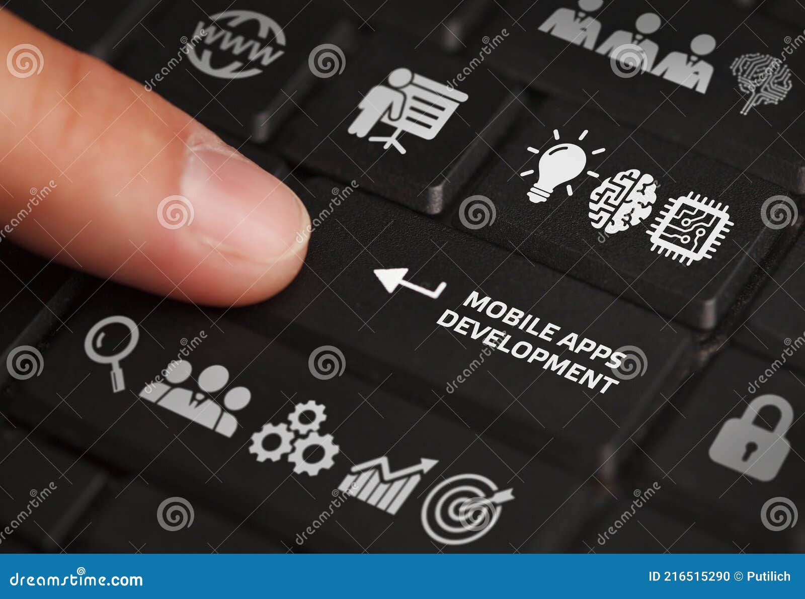Inscription MOBILE APPS DEVELOPMENT on the Virtual Display. Cloud ...