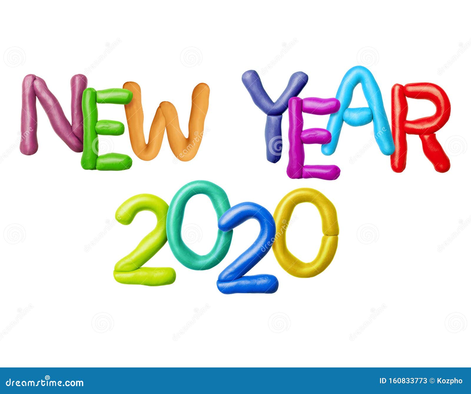 Inscription New Year 2020 Made of Colored Plasticine Letters on White ...