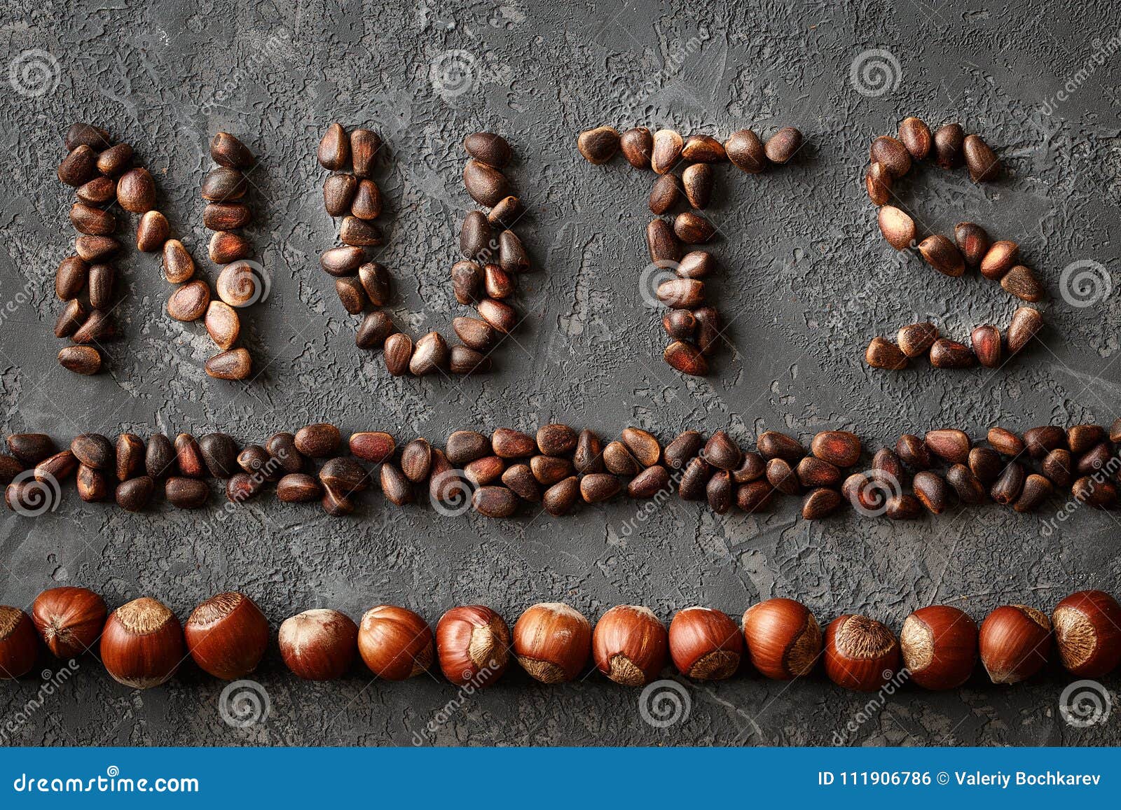 Inscription Nuts, from Different Nuts . Free Space for Text Stock Photo ...