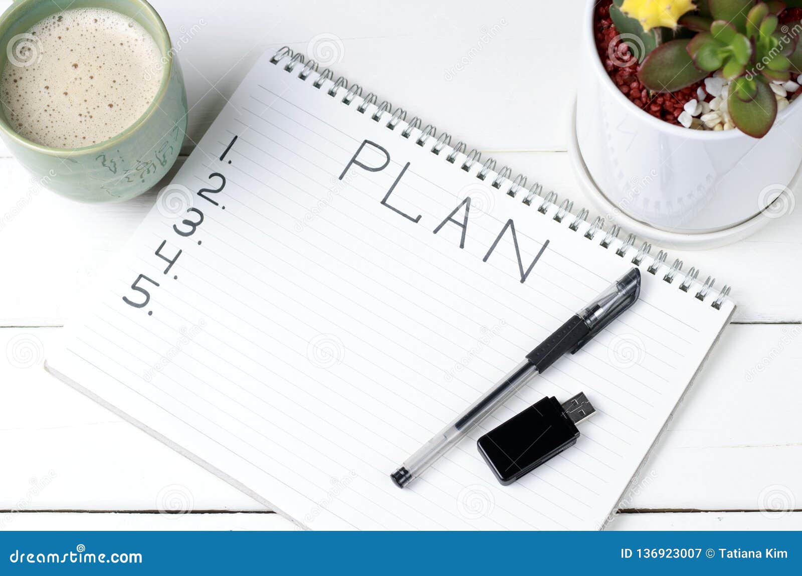 Inscription Plan in Notepad, Close-up, Top View, Concept of Planning ...