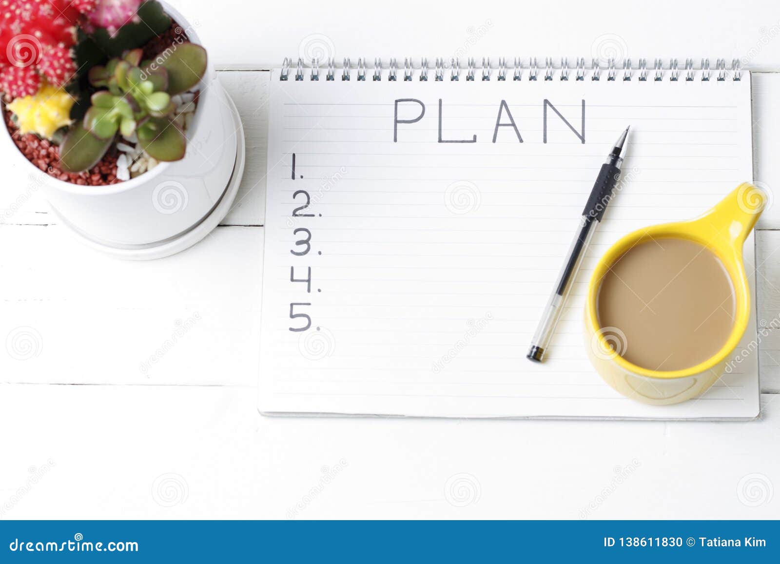 Inscription Plan in Notepad, Close-up, Top View, Concept of Planning ...