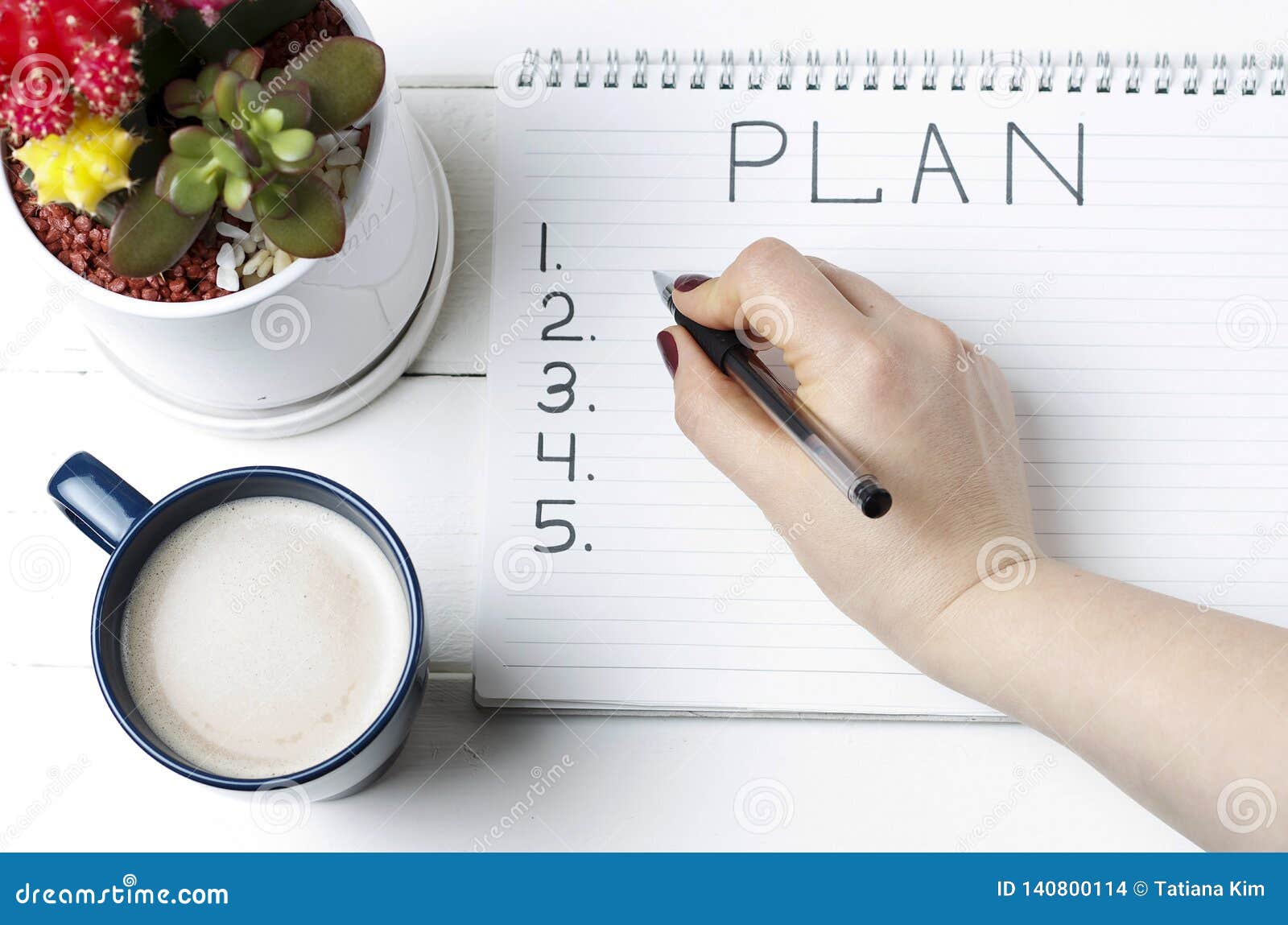 Inscription Plan in Notepad, Close-up, Top View, Concept of Planning ...