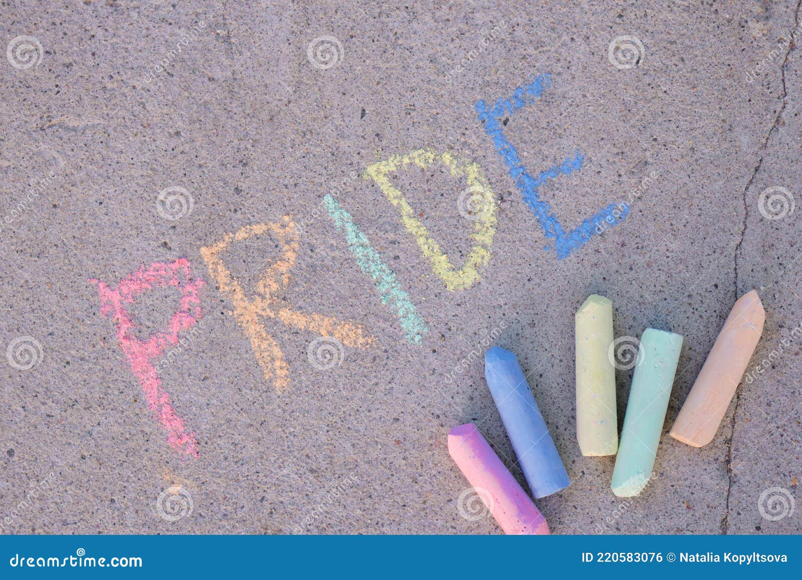 Inscription Pride with Chalk on the Asphalt, Pride Month Concept Stock ...