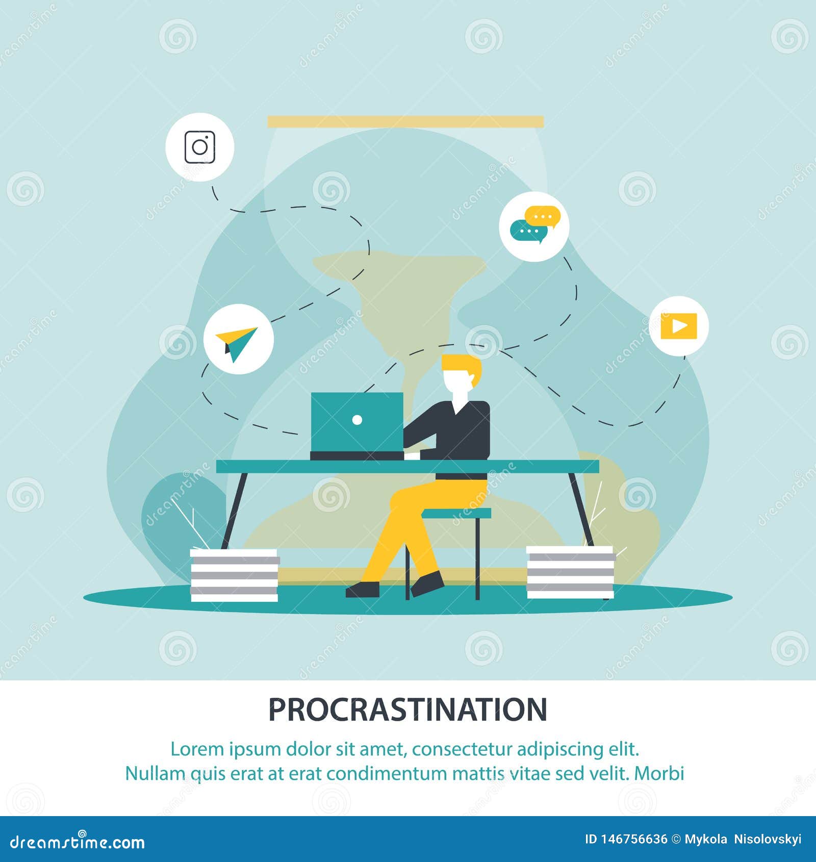 Inscription Procrastination Vector Illustration. Stock Vector ...