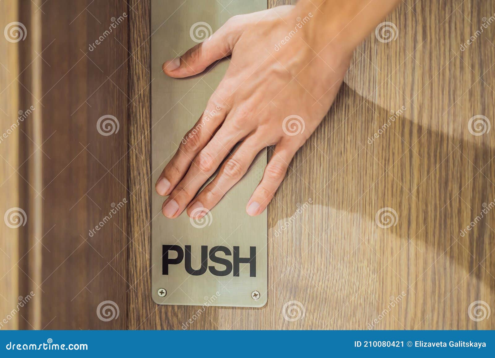 The Inscription Push on the Wooden Door Stock Image - Image of house ...