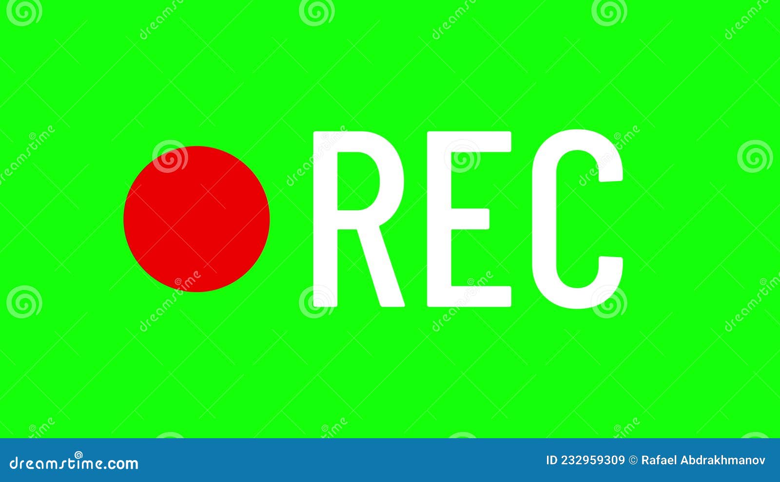 Inscription Rec and Blinking Red Circle Dot on a Green Background ... Inscription Rec and Blinking Red Circle Dot on a Green Background ...
